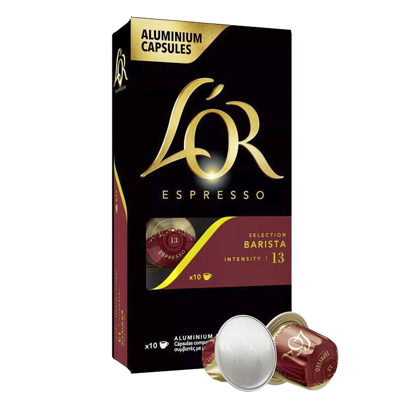 10 קפסולות אלומיניום L’OR Barista Selection תואמות נספרסו® - חוזק 13 ...